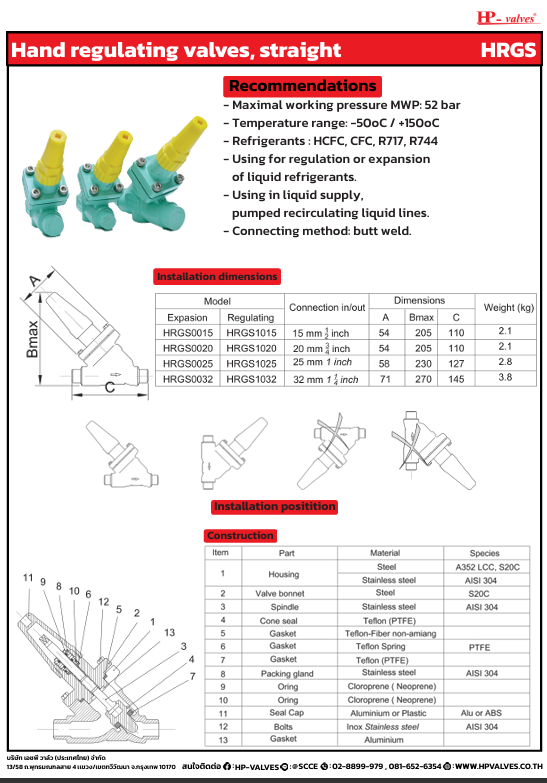 Hand Regulating Valves (Straigth) | SCCE Solutions
